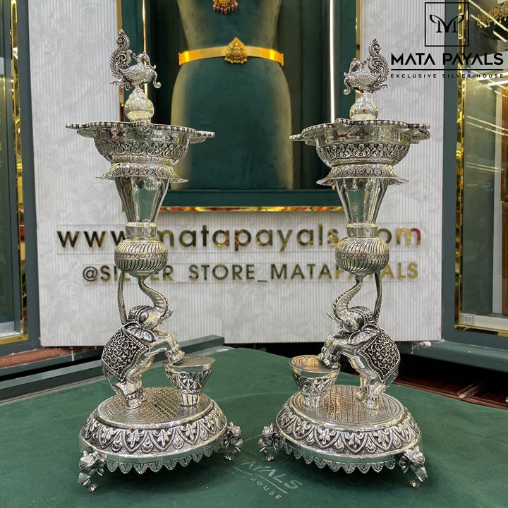 Silver Elephant Oxidised Deepa – matapayals