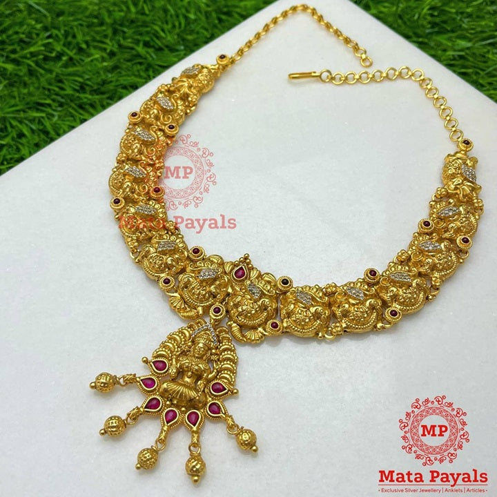 Mesmeric Devi Lakshmi Mayur Gold Plated Necklace – matapayals