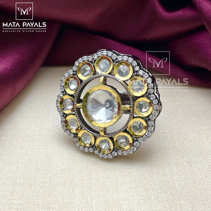 Semi Traditional Trendy Silver Finger Ring – matapayals