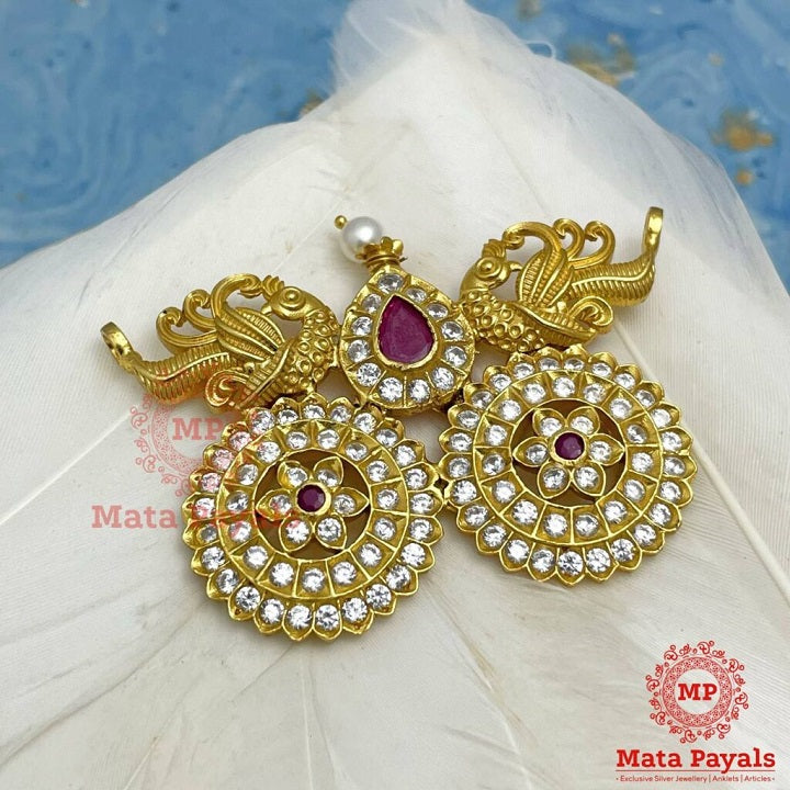 Sparkling Mayur Floral Gold Plated Pendant – matapayals
